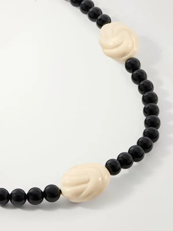 JULIETTA Myra Rhodium-plated Onyx Beaded Necklace