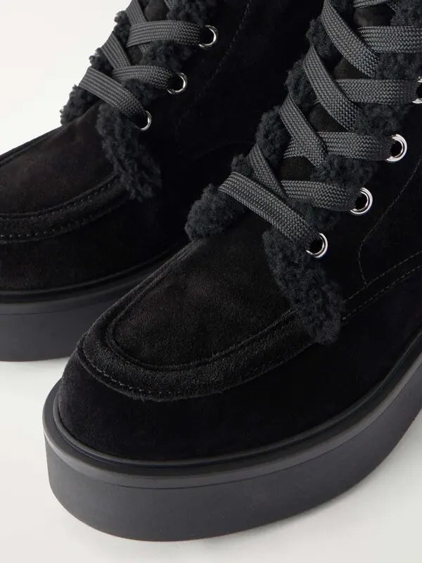 GIANVITO ROSSI Shearling-trimmed Suede Ankle Boots