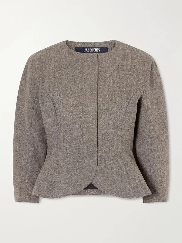Jacquemus Palmier Peplum Wool-hopsack Blazer - Brown