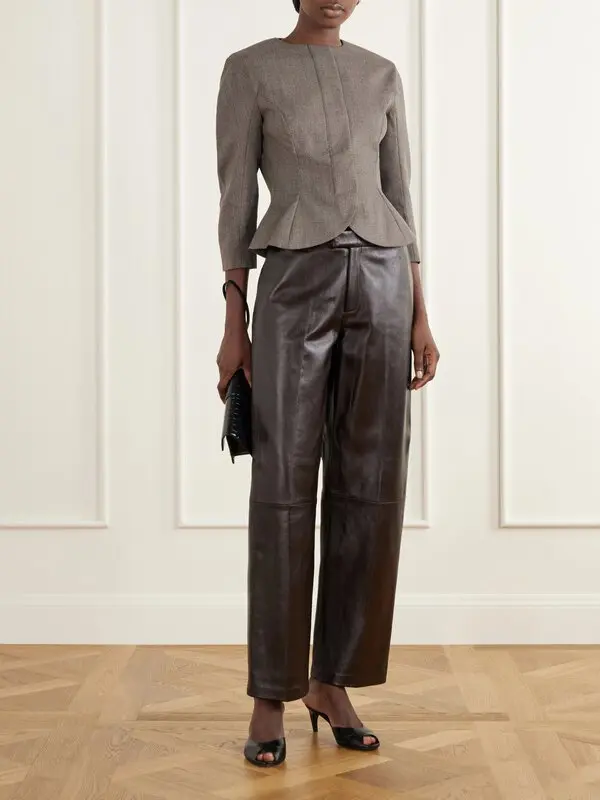 Jacquemus Palmier Peplum Wool-hopsack Blazer - Brown