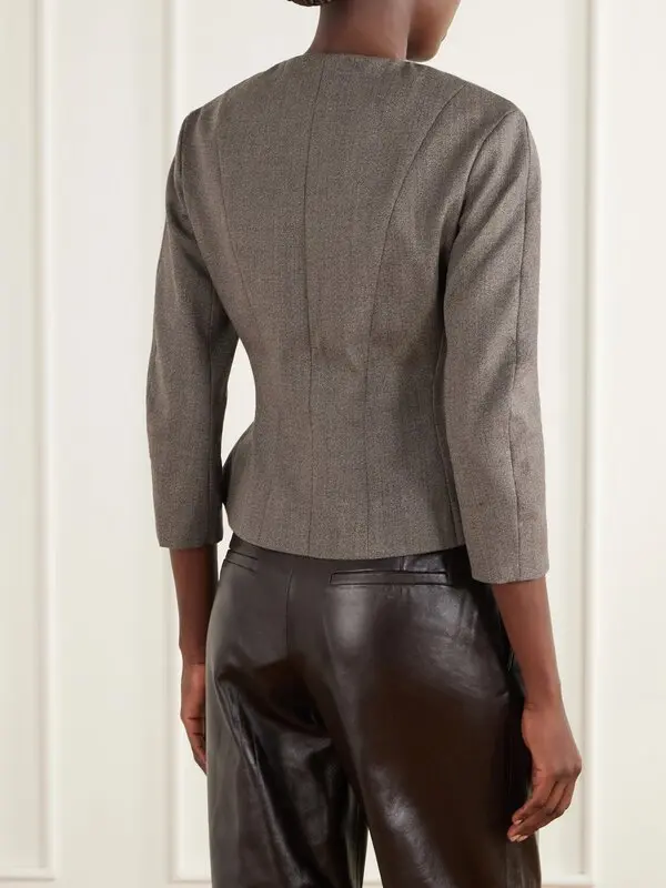 Jacquemus Palmier Peplum Wool-hopsack Blazer - Brown
