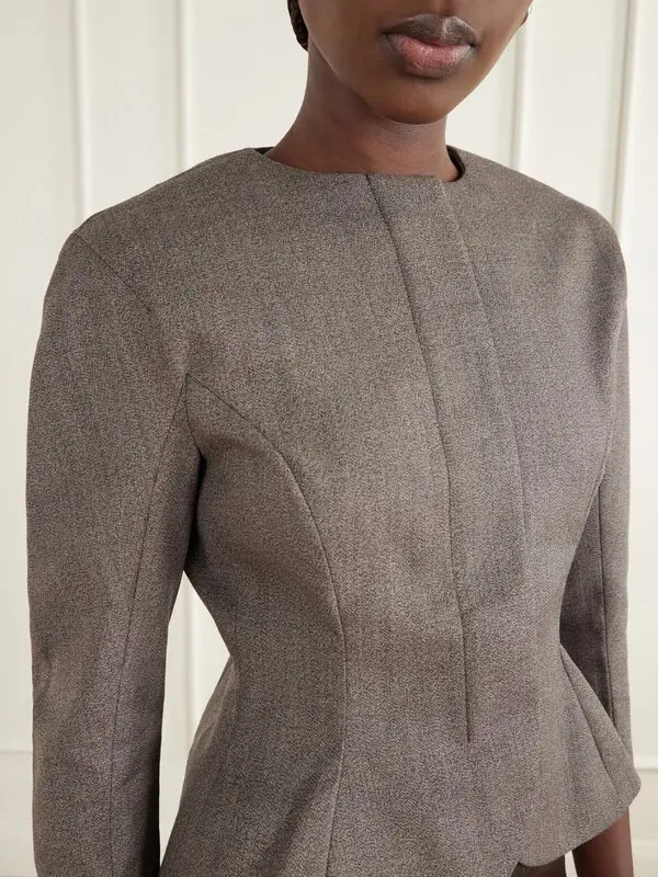 Jacquemus Palmier Peplum Wool-hopsack Blazer - Brown