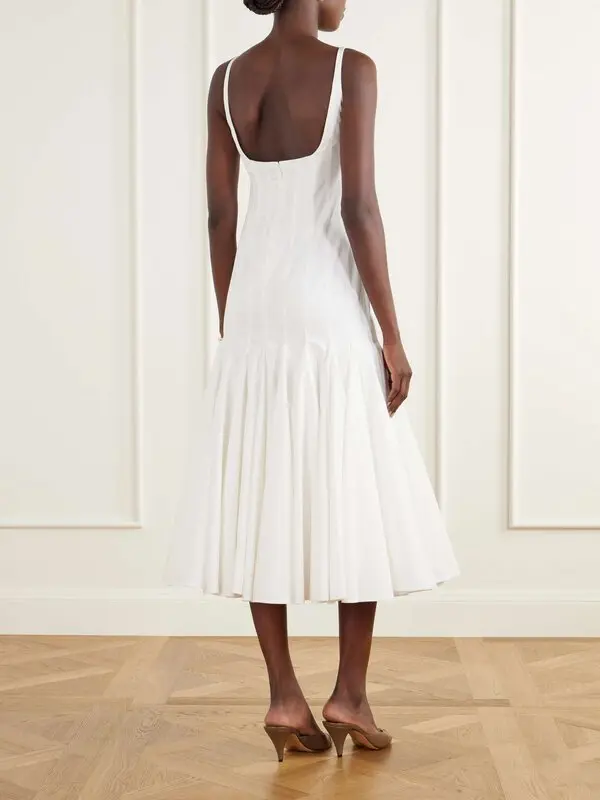 Jacquemus La Robe Pleated Cotton-poplin Maxi Dress