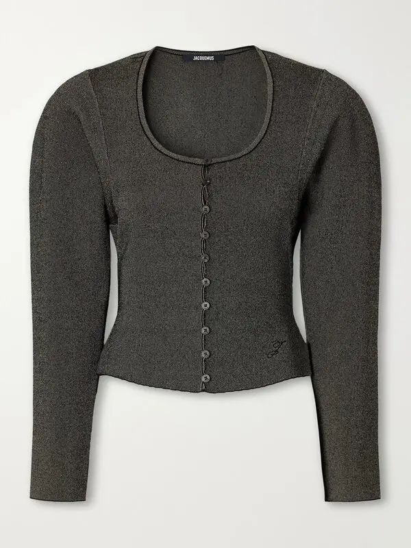 Jacquemus Sera Logo-embroidered Ponte Cardigan - Neutrals