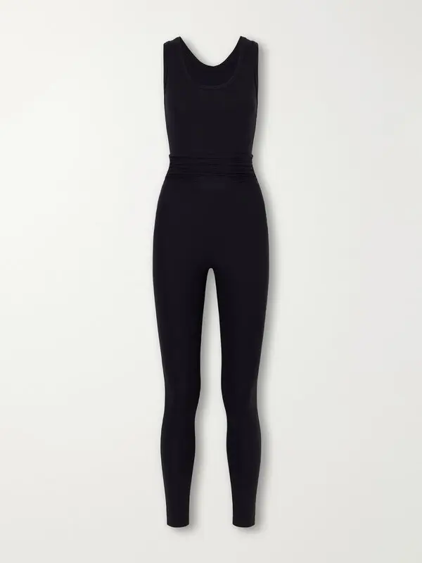 ERES Nellie Ruched Ribbed Stretch-jersey Jumpsuit - Black