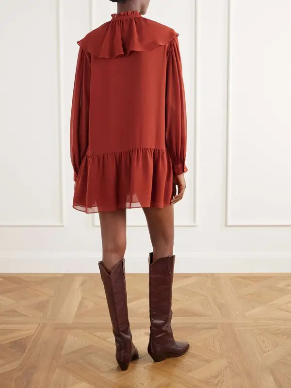 FRAME Tiered Ruffled Silk-chiffon Mini Dress