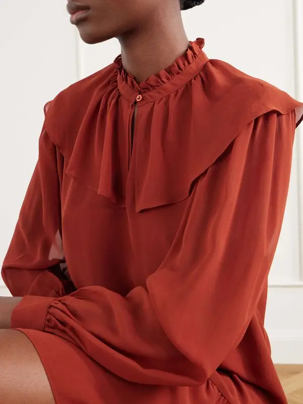 FRAME Tiered Ruffled Silk-chiffon Mini Dress