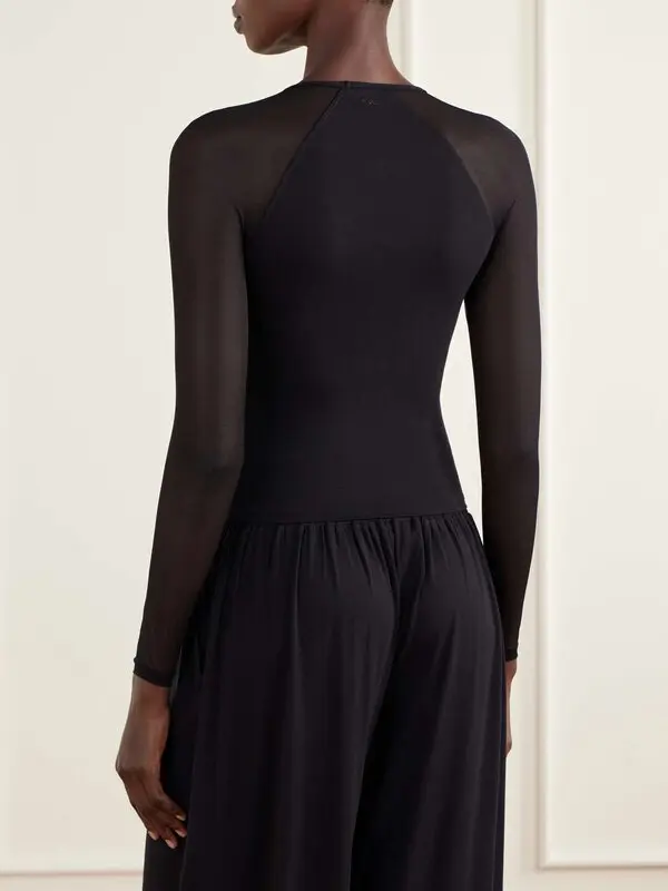 ERES Mesh-trimmed Stretch-modal And Silk-blend Top