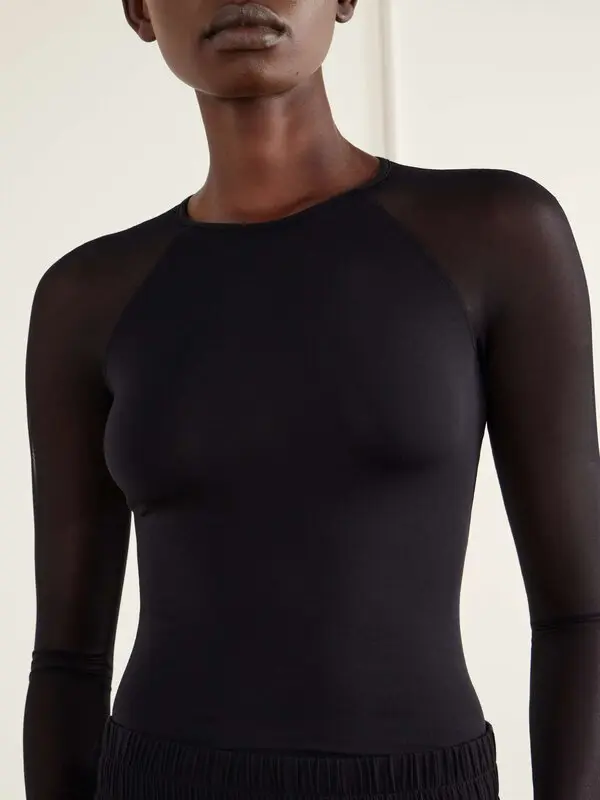 ERES Mesh-trimmed Stretch-modal And Silk-blend Top
