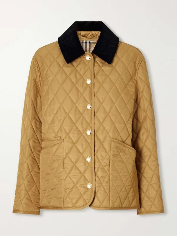 Burberry Corduroy-trimmed Quilted Shell Jacket