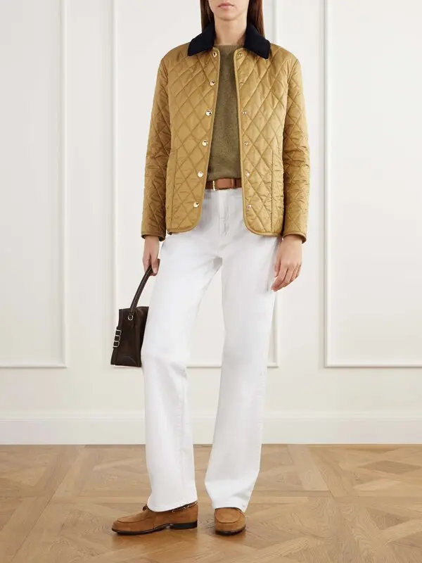 Burberry Corduroy-trimmed Quilted Shell Jacket