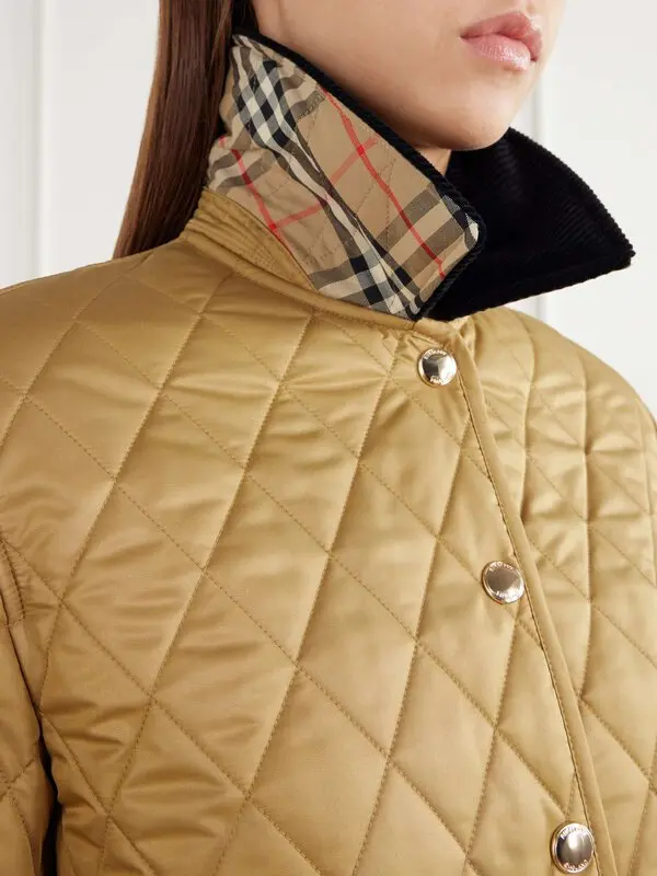 Burberry Corduroy-trimmed Quilted Shell Jacket