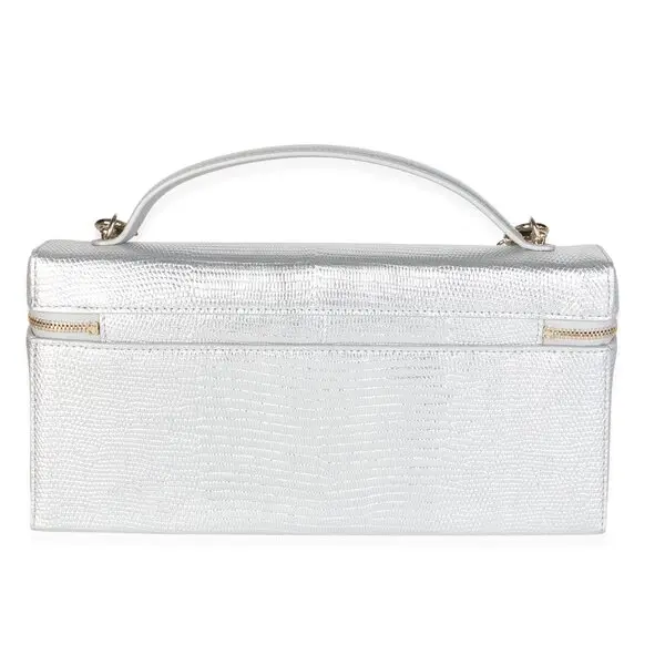 Chanel Lizard Embossed Calfskin Top Handle Slim Vanity With Chain