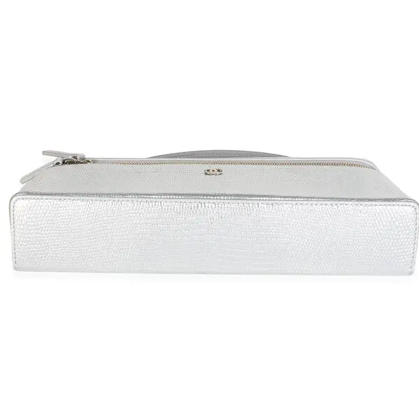 Chanel Lizard Embossed Calfskin Top Handle Slim Vanity With Chain