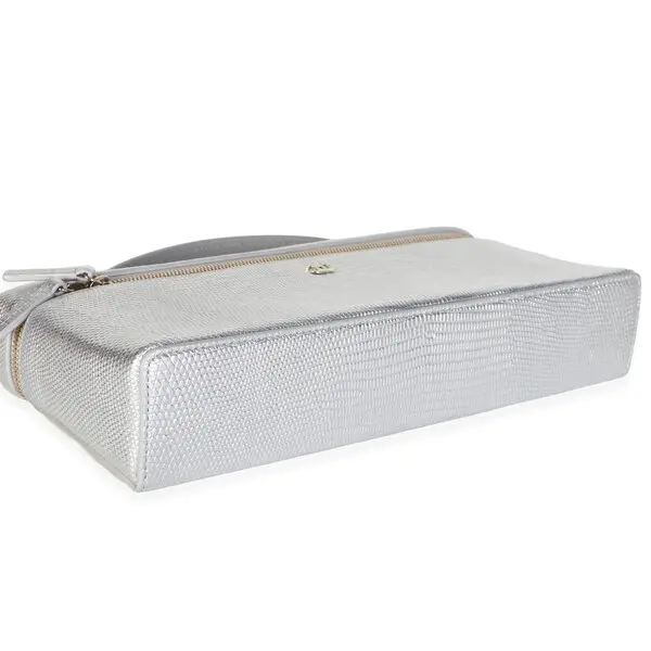 Chanel Lizard Embossed Calfskin Top Handle Slim Vanity With Chain
