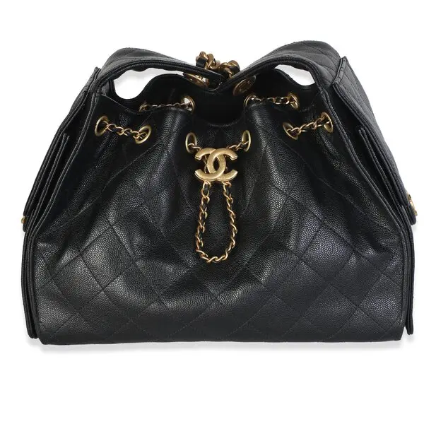 Chanel Quilted Caviar 25 Hobo - Black