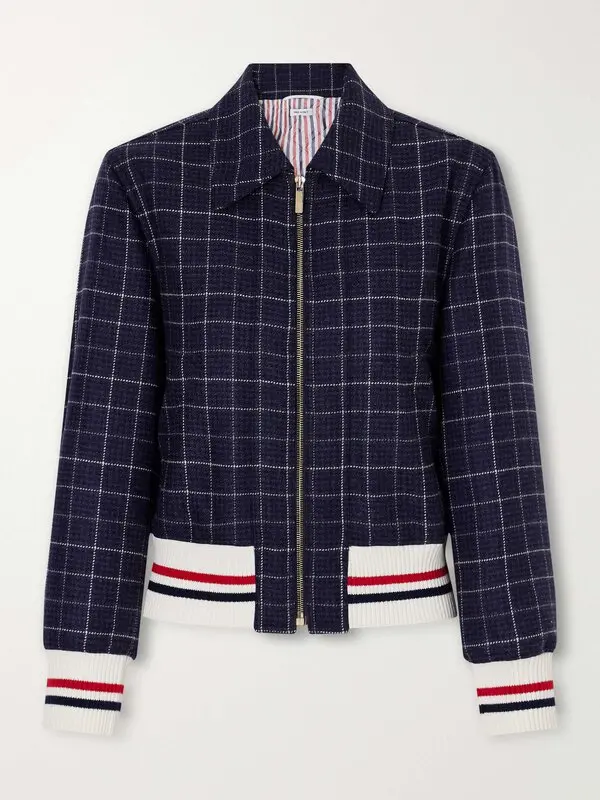 Thom Browne Cropped Checked Wool-tweed Jacket