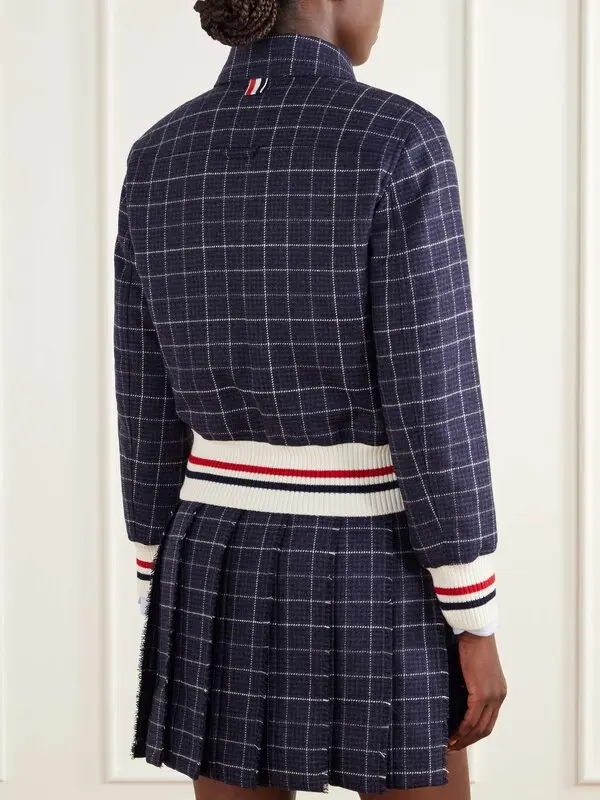 Thom Browne Cropped Checked Wool-tweed Jacket