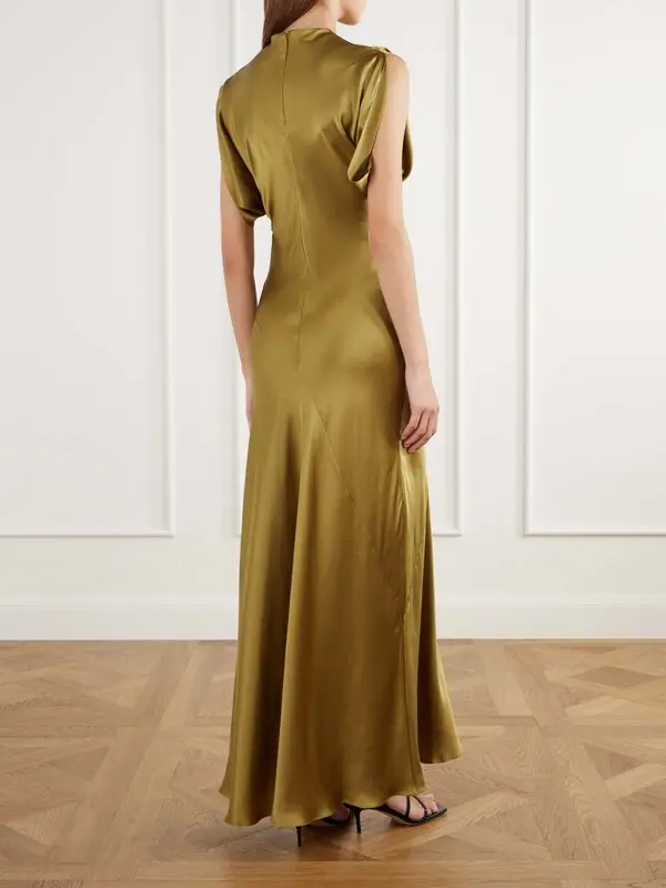 ABADIA Quinn Silk-satin Midi Dress