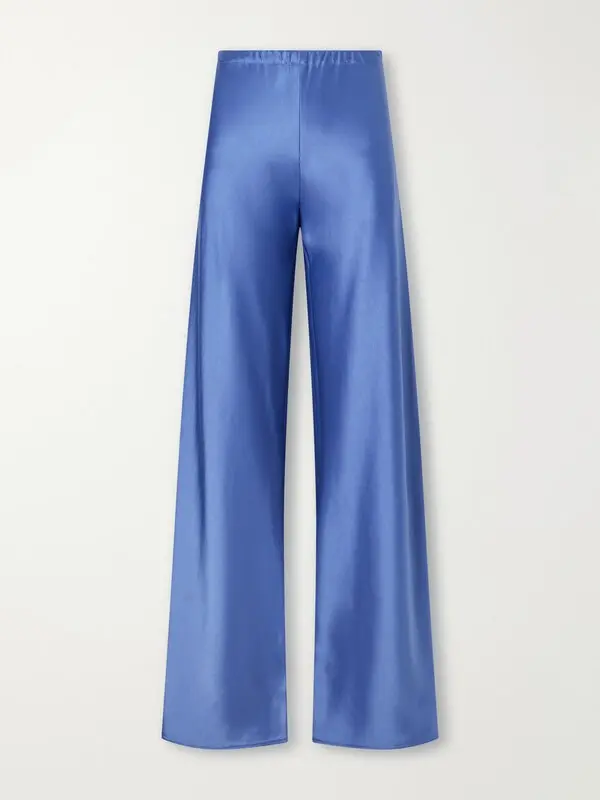 LA LIGNE Colby Satin Wide-leg Pants - Blue