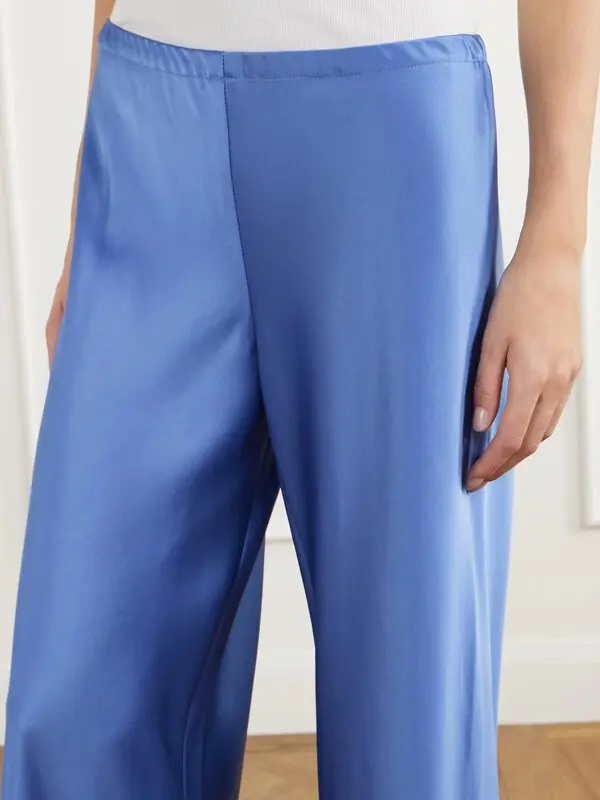 LA LIGNE Colby Satin Wide-leg Pants - Blue