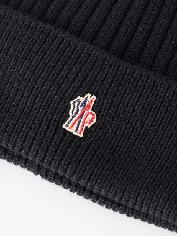 Moncler Logo-embroidered Virgin Wool Beanie - Black