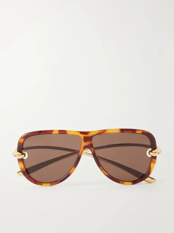 Bottega Veneta Icons Knot Aviator-style Injected Gold-tone Sunglasses - Brown