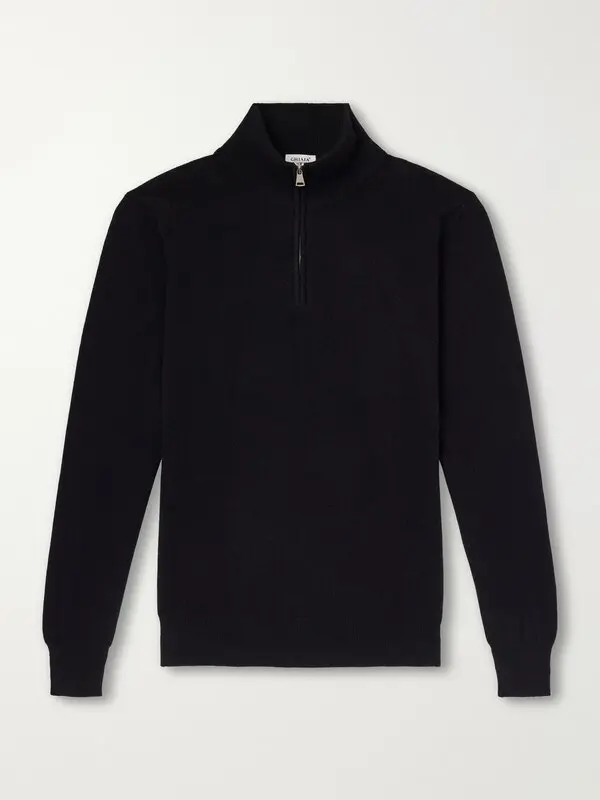 GHIAIA Cashmere Half-zip Sweater - Black