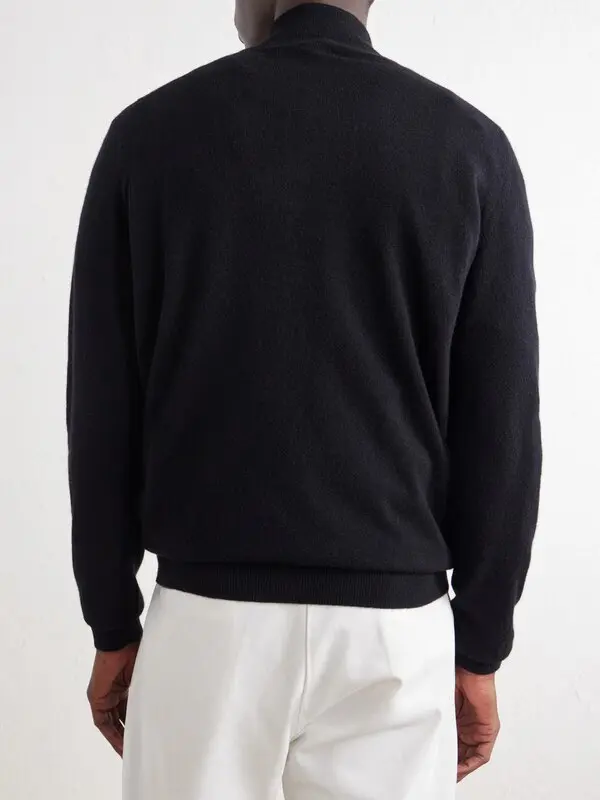 GHIAIA Cashmere Half-zip Sweater - Black
