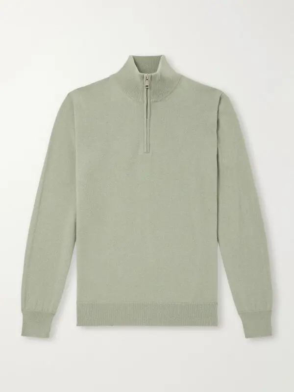 GHIAIA Cashmere Half-zip Sweater - Green
