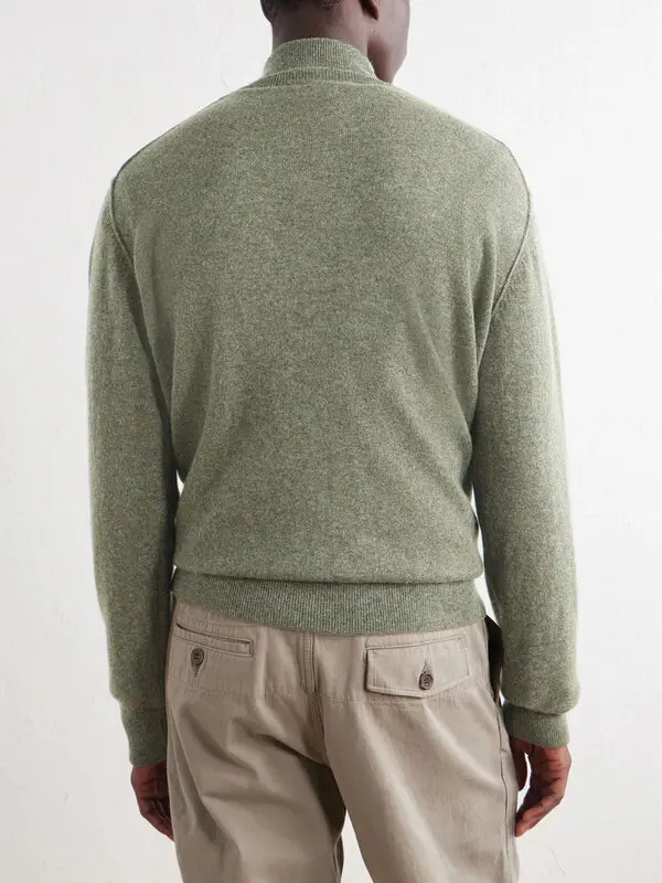 GHIAIA Cashmere Half-zip Sweater - Green