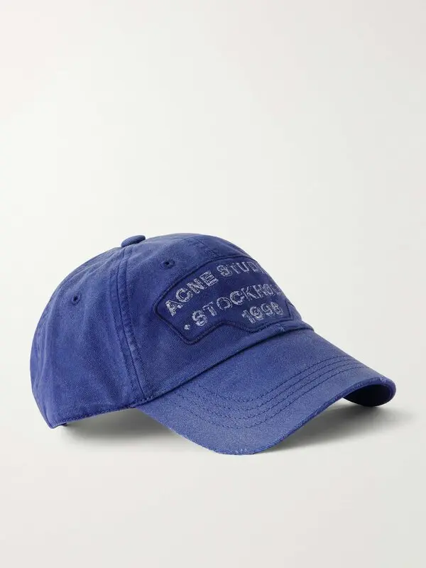 Acne Studios Logo-printed Distressed Cotton-twill Baseball Cap