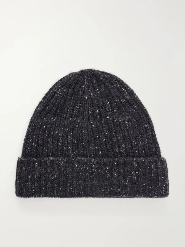 Auralee Ribbed Cashmere Beanie - Black