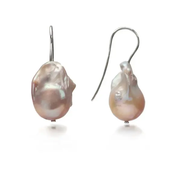 THE JEWELLERY STORE LONDON Champagne Baroque Pearl Earrings In Sterling - Silver
