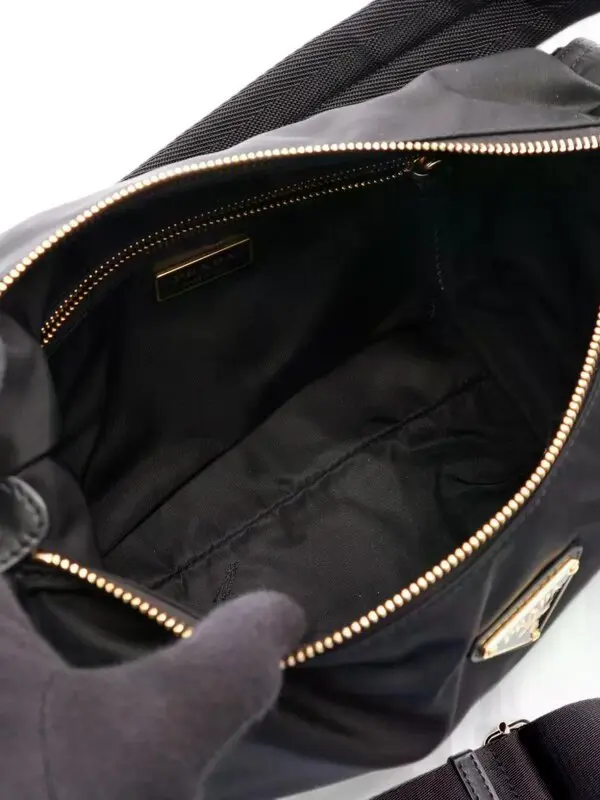 Prada 2020s Tessuto Vitello Shoulder Bag - Black