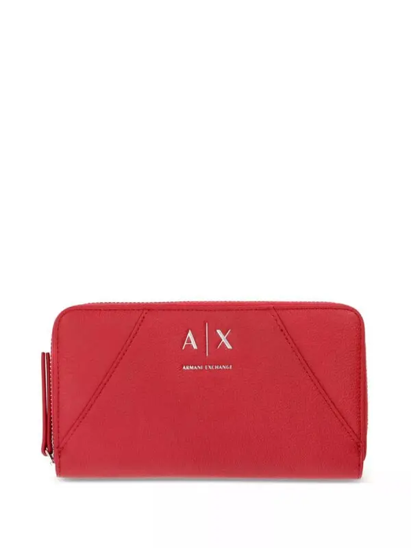 Armani Exchange Logo-plaque Pebbled Wallet - Red