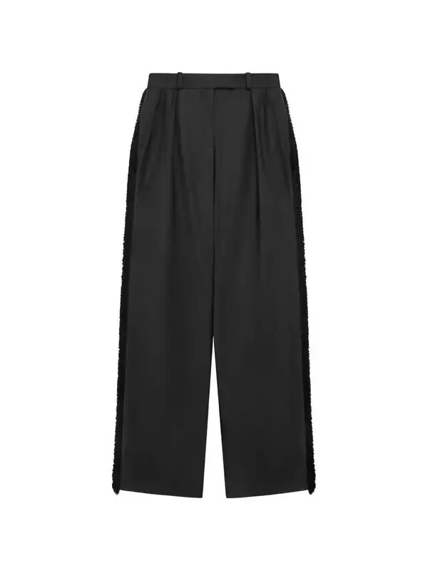 16Arlington Romano Fringe-trimmed Trousers - Black