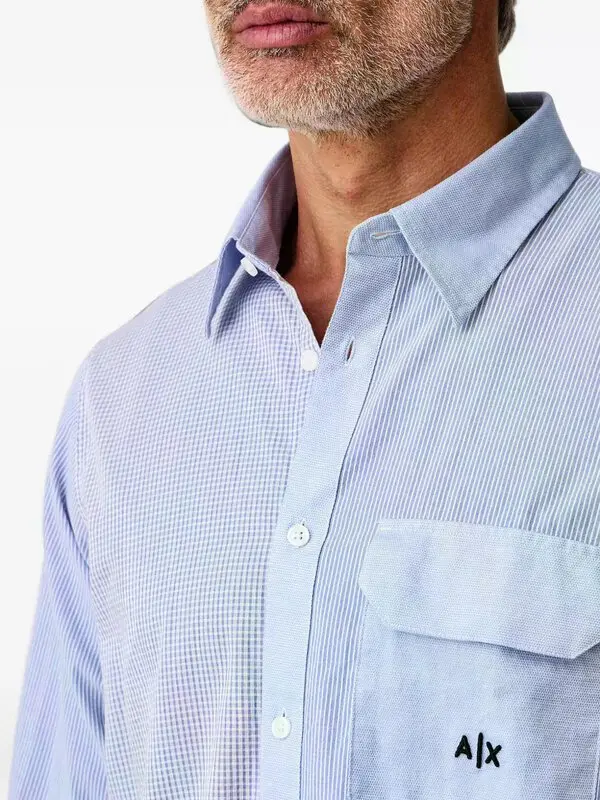 Armani Exchange Logo-embroidered Patchwork Shirt