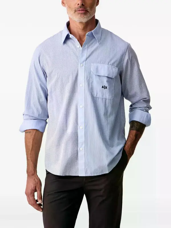 Armani Exchange Logo-embroidered Patchwork Shirt