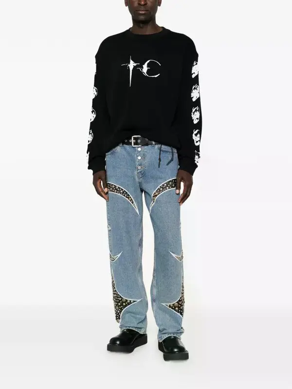 THUG CLUB Studded Straight-leg Jeans
