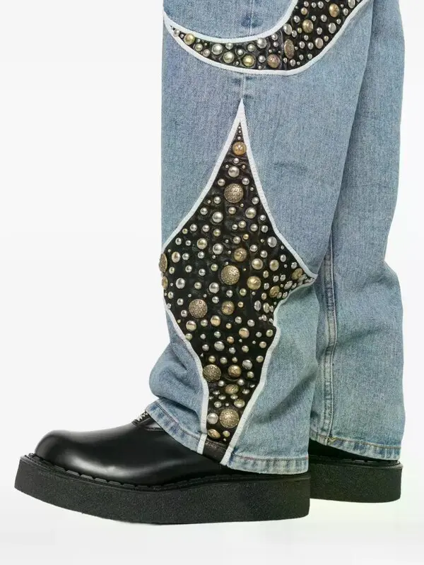 THUG CLUB Studded Straight-leg Jeans