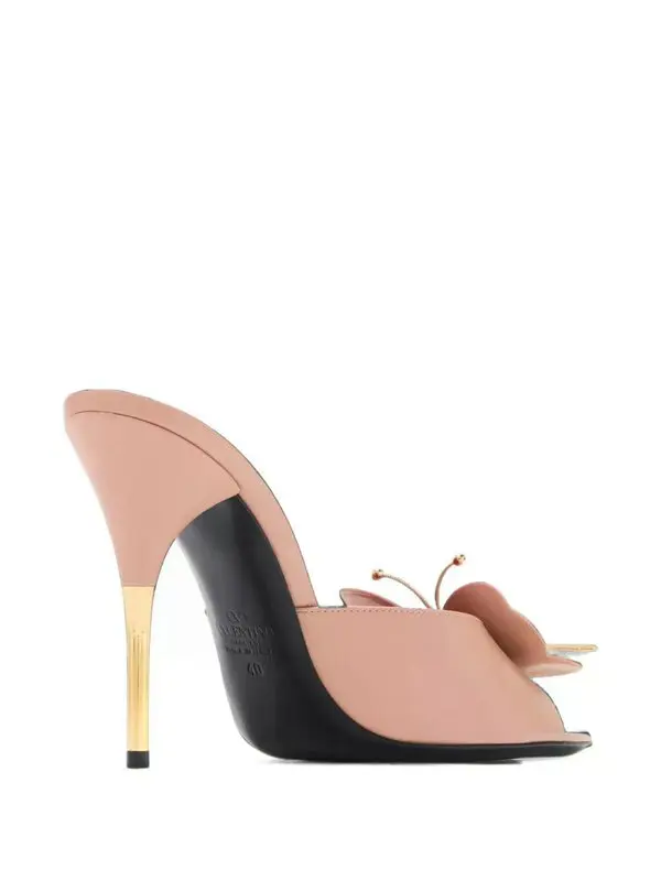 Valentino Garavani Flutterby Butterfly-patch Leather Sandals - Neutrals