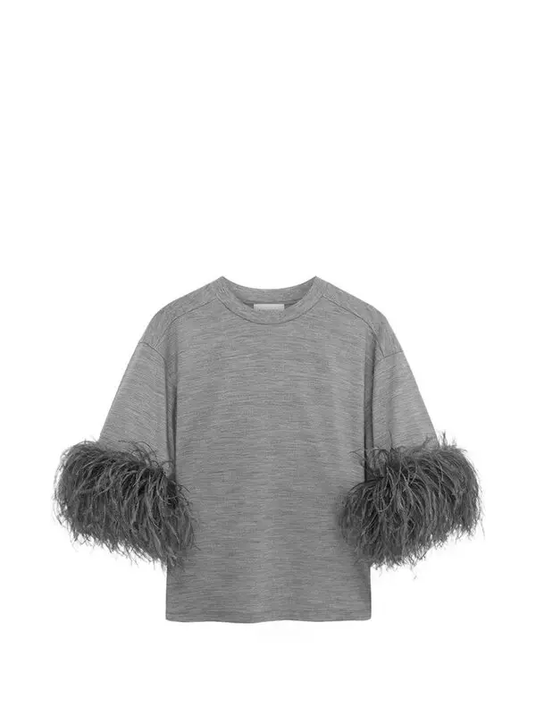16Arlington Teodora Feather-trim T-shirt