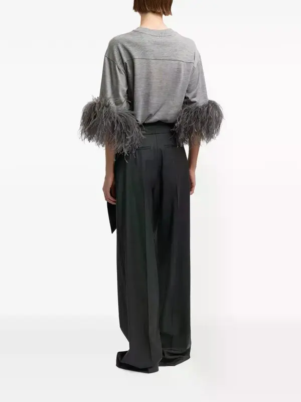 16Arlington Teodora Feather-trim T-shirt