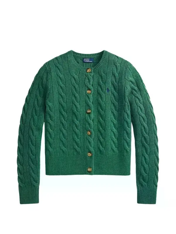 Polo Ralph Lauren Cable-knit Embroidered-logo Cardigan - Green