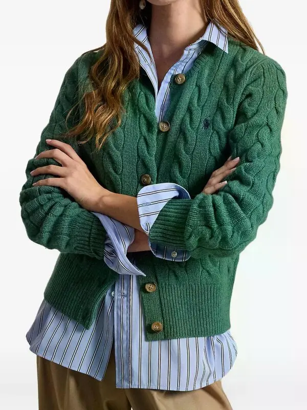 Polo Ralph Lauren Cable-knit Embroidered-logo Cardigan