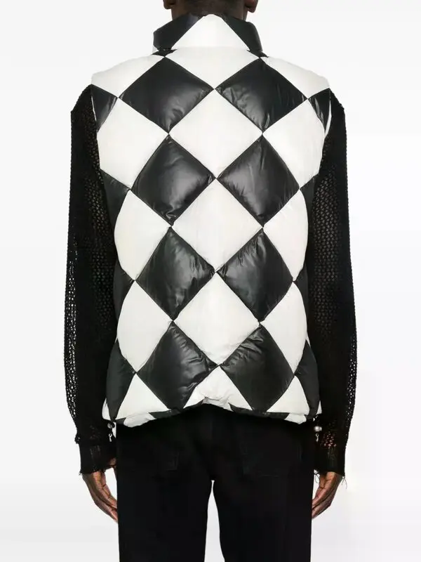 THUG CLUB Check-print Puffer Gilet