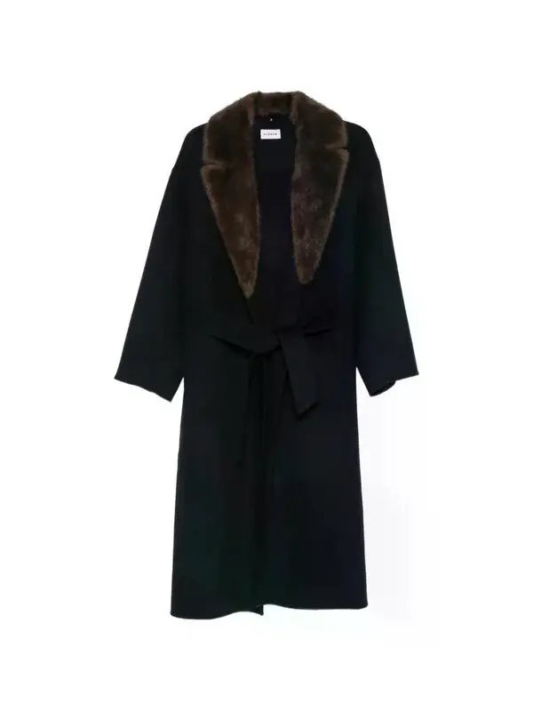 P.a.r.o.s.h Leak Fur-collar Belted Coat - Blue
