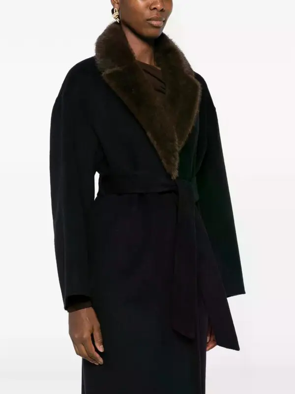 P.a.r.o.s.h Leak Fur-collar Belted Coat