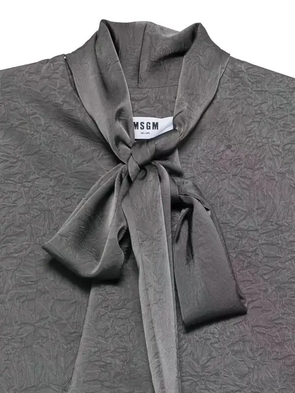 MSGM Pussy-bow Crinkled Shirt
